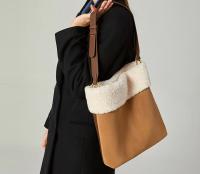 China Lambswool Suede Shoulder Bag 28cm 30cm One Strap Bucket Bag for sale