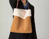 China Lambswool Suede Shoulder Bag 28cm 30cm One Strap Bucket Bag for sale