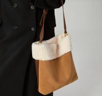China Lambswool Suede Shoulder Bag 28cm 30cm One Strap Bucket Bag for sale