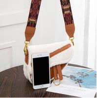 China PU Leather Crossbody Bag 21x5x20cm Wide Strap Plush Portable Messenger Bag for Women for sale