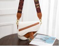 China PU Leather Crossbody Bag 21x5x20cm Wide Strap Plush Portable Messenger Bag for Women for sale