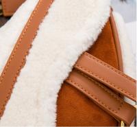 China PU Leather Crossbody Bag 21x5x20cm Wide Strap Plush Portable Messenger Bag for Women for sale