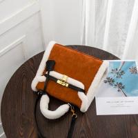 China 25cm Women's Leather Bag Lambswool Plush Brown Velvet Handbag Custom Logo for sale