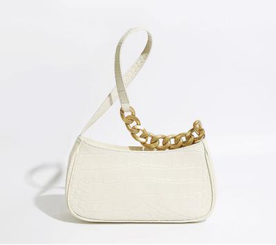 China Mini Baguette Bag 27cm 13cm Crocodile Pattern PU Shoulder Bag for Women for sale