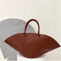 China Fan Shaped PU Leather Shoulder Bag 28cm 19cm Shopping Tote Handbag for sale