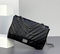 China Black PU Shoulder Bag 34cm 22cm One Shoulder Messenger Bag for Women for sale