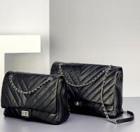 China Black PU Shoulder Bag 34cm 22cm One Shoulder Messenger Bag for Women for sale