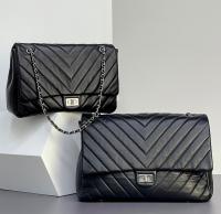 China Black PU Shoulder Bag 34cm 22cm One Shoulder Messenger Bag for Women for sale