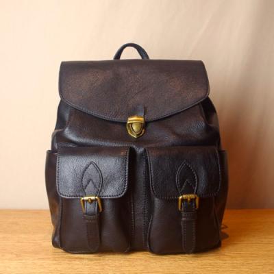 China Vintage PU Leather Backpack for Women Waterproof 32cm Schoolbag for sale