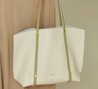 China Cowhide Leather Fan Shaped Tote Bag 37cm 27cm Large Capacity Handbag for Women for sale