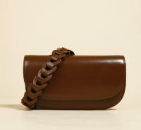 China Twisted Woven PU Leather Baguette Shoulder Bag 24x5x13cm Black for sale