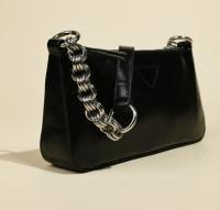 China White PU Leather Chain Crossbody Baguette Bag 26x5x13cm Women Fashion Shoulder Handbag for sale