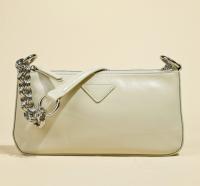 China White PU Leather Chain Crossbody Baguette Bag 26x5x13cm Women Fashion Shoulder Handbag for sale