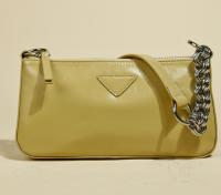 China White PU Leather Chain Crossbody Baguette Bag 26x5x13cm Women Fashion Shoulder Handbag for sale