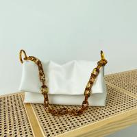 China PU Leather Crossbody Underarm Bag 32x18cm Zipper Closure White Brown for sale