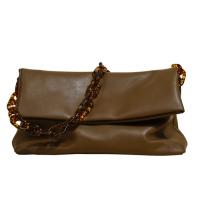 China PU Leather Crossbody Underarm Bag 32x18cm Zipper Closure White Brown for sale