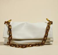 China PU Leather Crossbody Underarm Bag 32x18cm Zipper Closure White Brown for sale