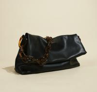 China PU Leather Crossbody Underarm Bag 32x18cm Zipper Closure White Brown for sale
