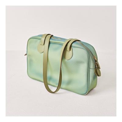 China Green PU Nylon Shoulder Bag 35cm 21cm Zipper Closure Tote for Women OEM for sale