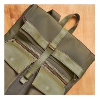 China Anti Splashing Water PU Leather Backpack 36cm 43cm Military Green for Men Women for sale