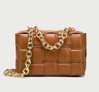 China Women Nylon Messenger Bag 23cm 15cm White Thick Gold Chain Shoulder Bag for sale