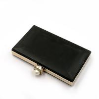 China Elegant Pearl Clasp Rectangle Shape Box Clutch Frame Woman Cluthes for sale