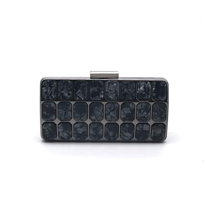 China Flat Closure Black Handbag Frame Iron Box Frame 17x11x2.5 cm Grey Acrylic for sale