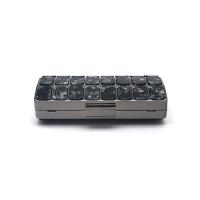 China Flat Closure Black Handbag Frame Iron Box Frame 17x11x2.5 cm Grey Acrylic for sale