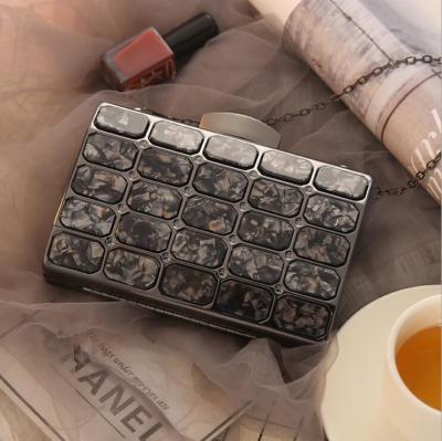 China Grey Acrylic Black Metal Purse Frame With Chain Loops for sale