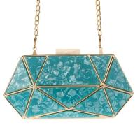 China Green Acrylic Gold Closure Rectangle Purse Frame 20x10x7cm with Chain Loops for sale