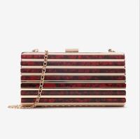 China Red Acrylic Square Closure Rectangle Purse Frame 18.5x10x5cm Metal Box for sale