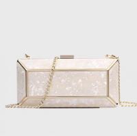 China White Acrylic Square Lock Rectangular Clutch Frame 18x9x6cm with Chain Loops for sale