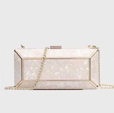 China White Acrylic Square Lock Rectangular Clutch Frame 18x9x6cm with Chain Loops for sale