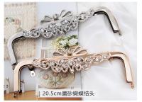 China Gold Bowknot Purse Clutch Frame 205mm x 75mm Iron Zinc Alloy for Wedding Bag Making for sale