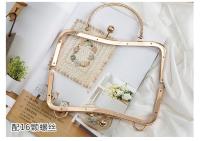 China Shiny Ball Clasp Flower Evening Bag Frame 23x7.5cm Zinc Alloy Handle for sale