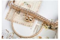 China Metal Ball Zinc Alloy Handle Kiss Clasp Purse Frame 20.5x7.5cm 236g for sale
