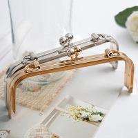 China 22x7.8cm Polished Electroplate Iron Kiss Clasp Purse Frame with Chain Loops for sale