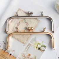 China 22x7.8cm Polished Electroplate Iron Kiss Clasp Purse Frame with Chain Loops for sale