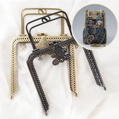 China Double Handle Antique Brass Purse Frame Lady Wallet Frame for sale