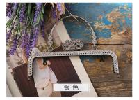 China Antique Pinhole Wallet Bag Frame Sector Clasp 20.5x6.5cm Zinc Alloy Black for sale