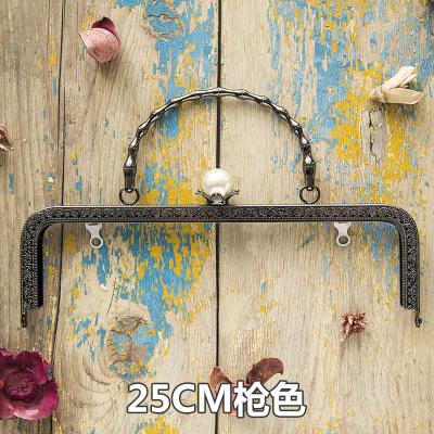China DIY Antique Brass Purse Clutch Frames With Bamboo Handle for sale