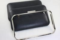 China Metal Clasp Silver Purse Frame 25.5x16cm DIY Wallet Frame with Covers for Bag Making for sale