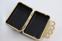 China Gold Knuckle Duster Rectangle Metal Purse Frame 18.5*9.5cm for sale