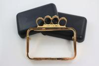 China Gold Knuckle Duster Rectangle Metal Purse Frame 18.5*9.5cm for sale