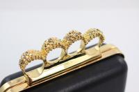 China Gold Knuckle Duster Rectangle Metal Purse Frame 18.5*9.5cm for sale