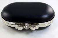 China Egg Shape Metal Bow Lock Clutch Frame 16.5x9.5x5 cm Silver Iron Wallet Frame for sale