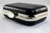 China 20.5cm Acrylic Closure Silver Oval Box Clutch Frames With Silk Print Logo for sale