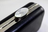 China 20.5cm Acrylic Closure Silver Oval Box Clutch Frames With Silk Print Logo for sale