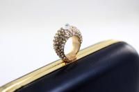 China Stone Ring Closure Gold DIY Minaudiere Clutch Frame 241g for sale