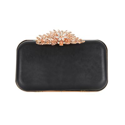 China Square Zinc Alloy Minaudiere Purse Frame 20.5x12x4.5cm Gold Big Stone Flower Closure for sale